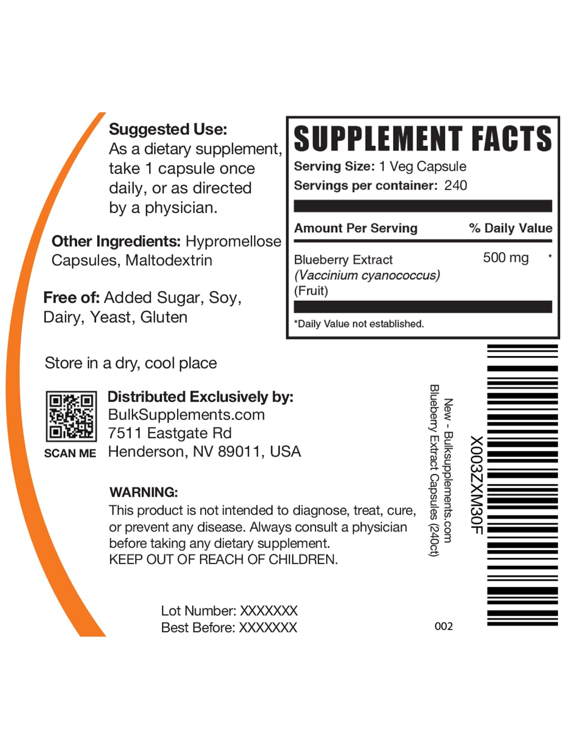 Natural energy booster with blueberries