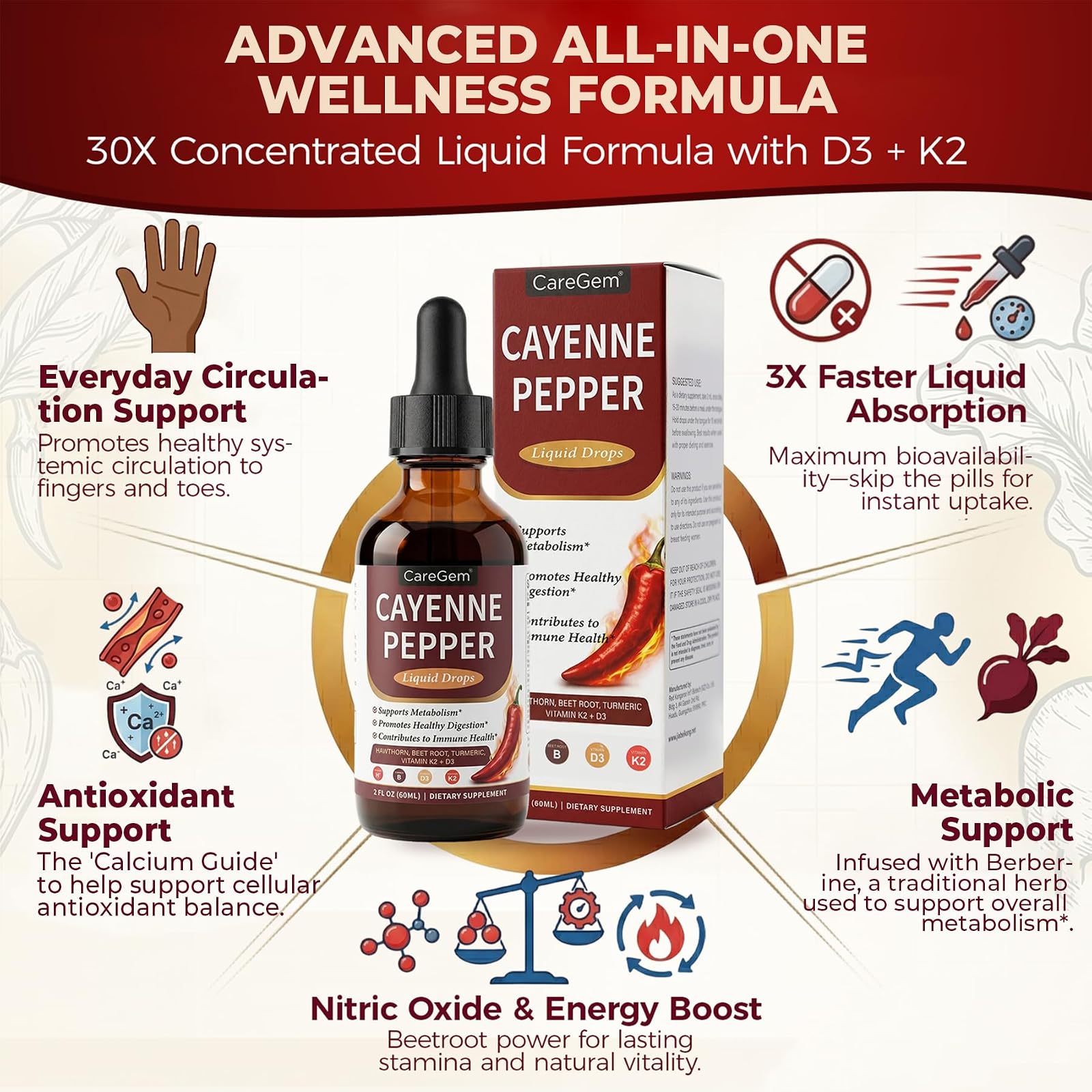 Natural energy booster with cayenne