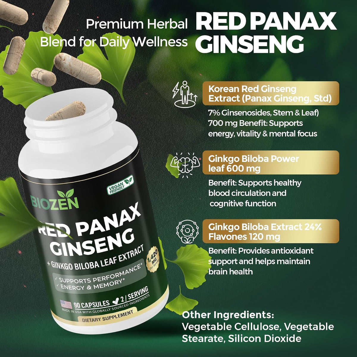 Natural energy booster with ginseng