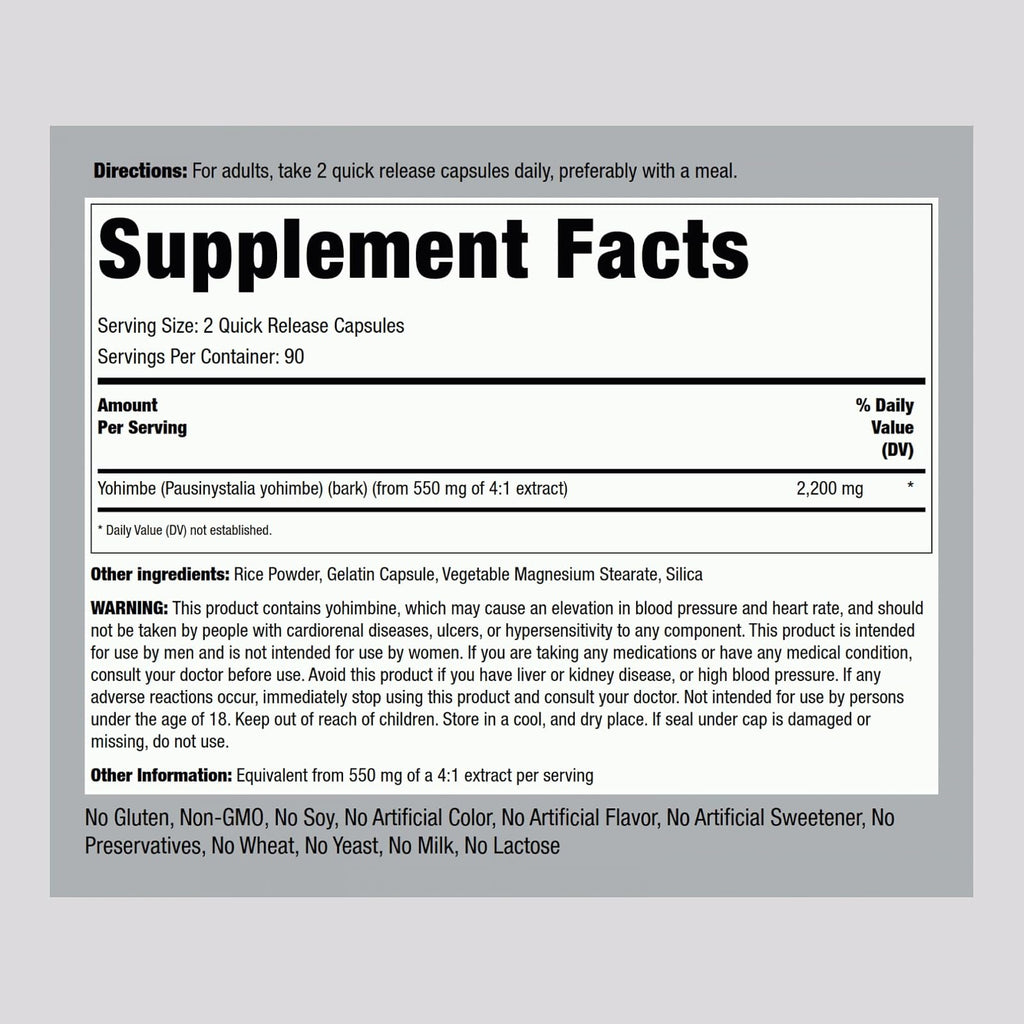 Natural energy booster with Yohimbe