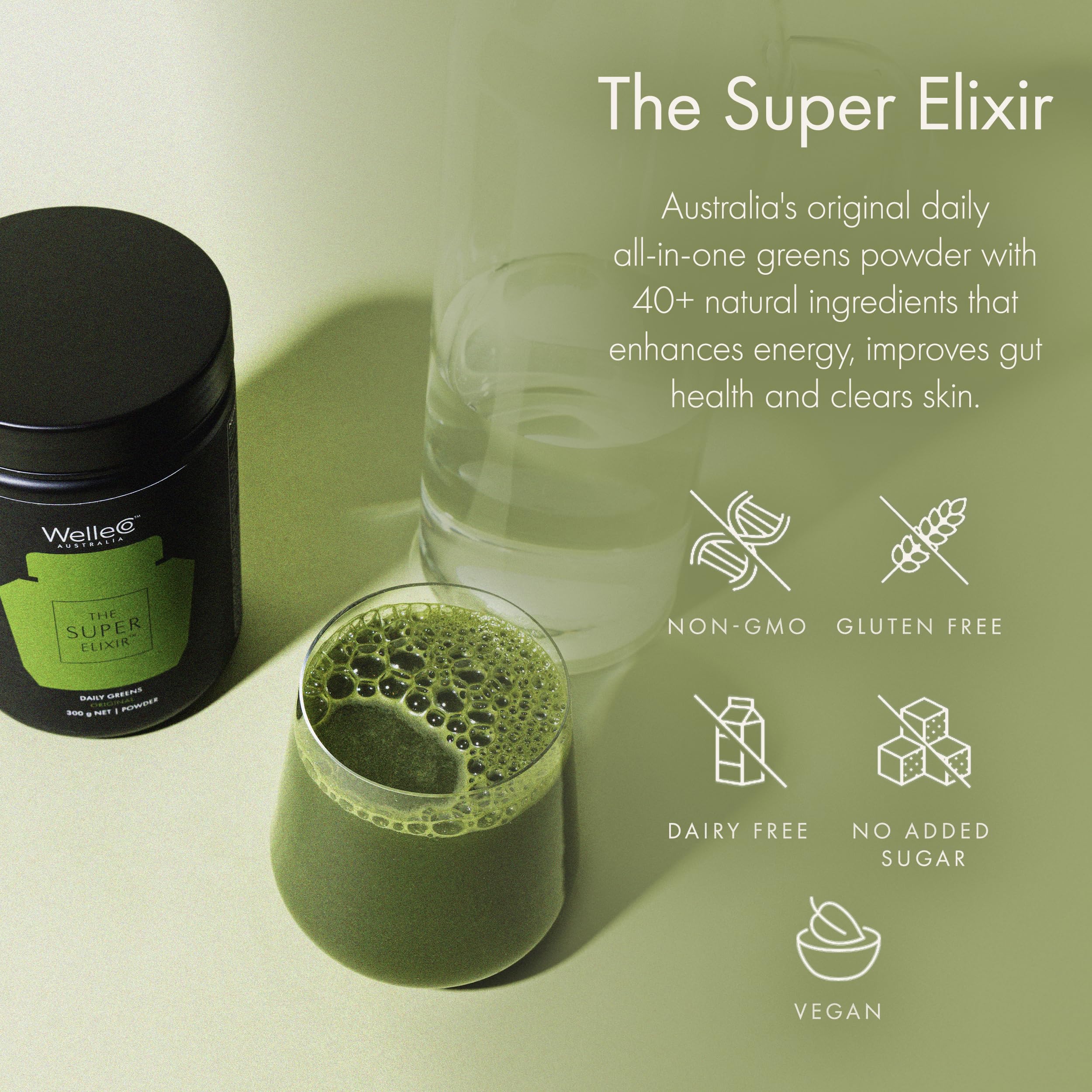 Natural energy from greens powder