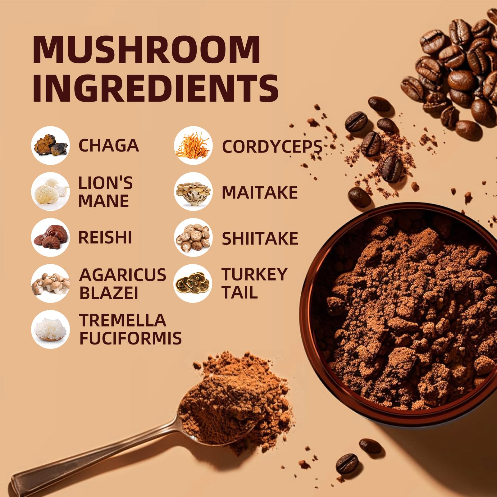 Natural energy from mushroom coffee