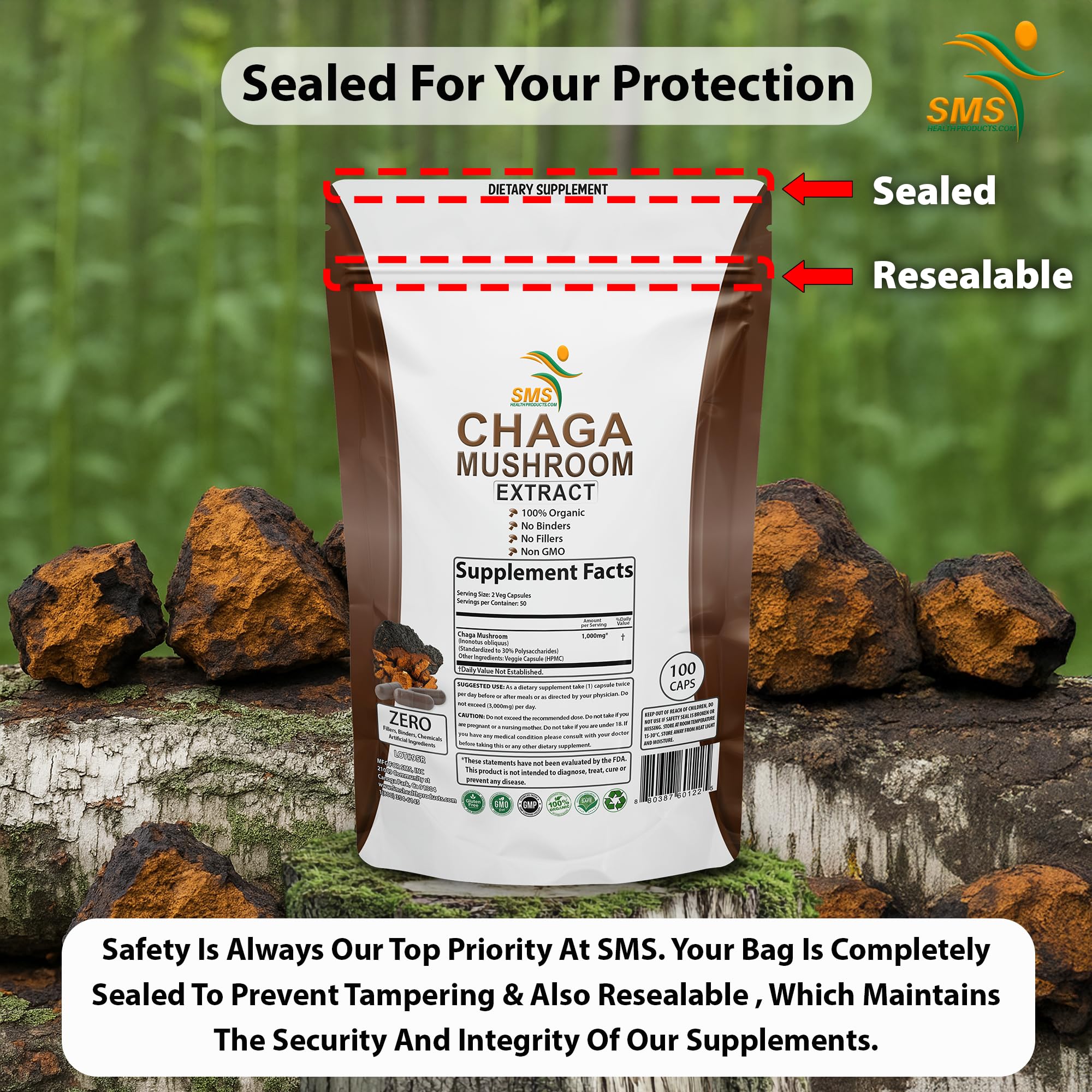 Natural energy from organic chaga mushrooms