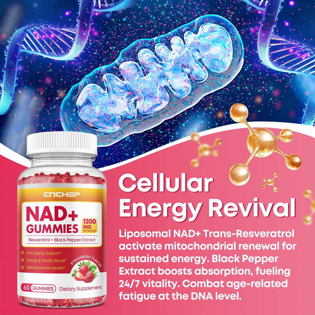 natural energy NAD+ supplement gummies