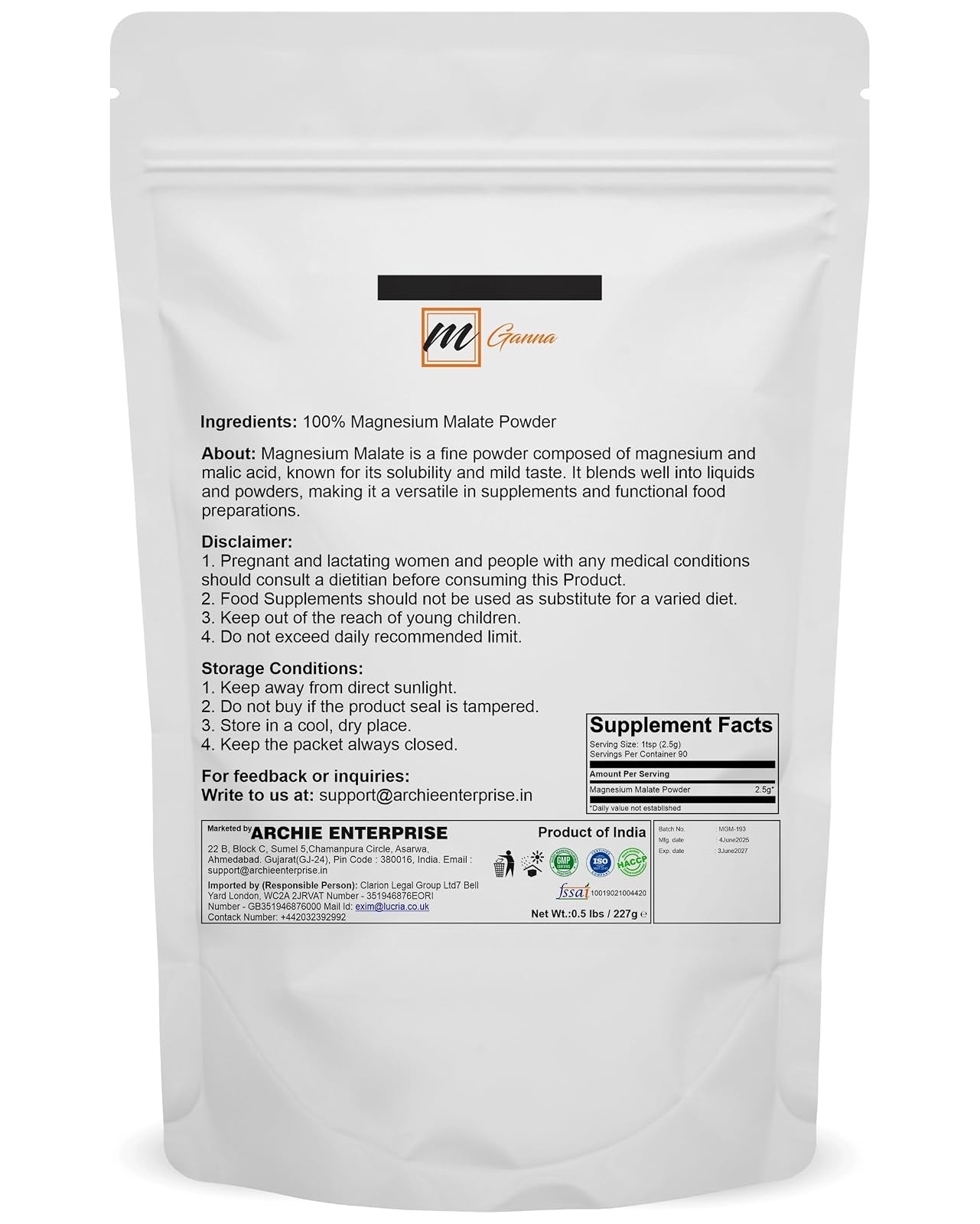 natural energy support Magnesium Malate