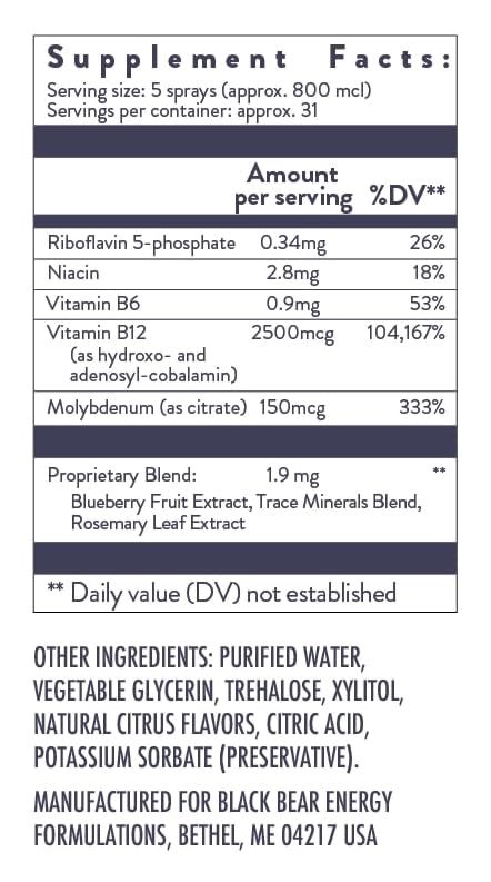 natural energy with vitamin B12 spray