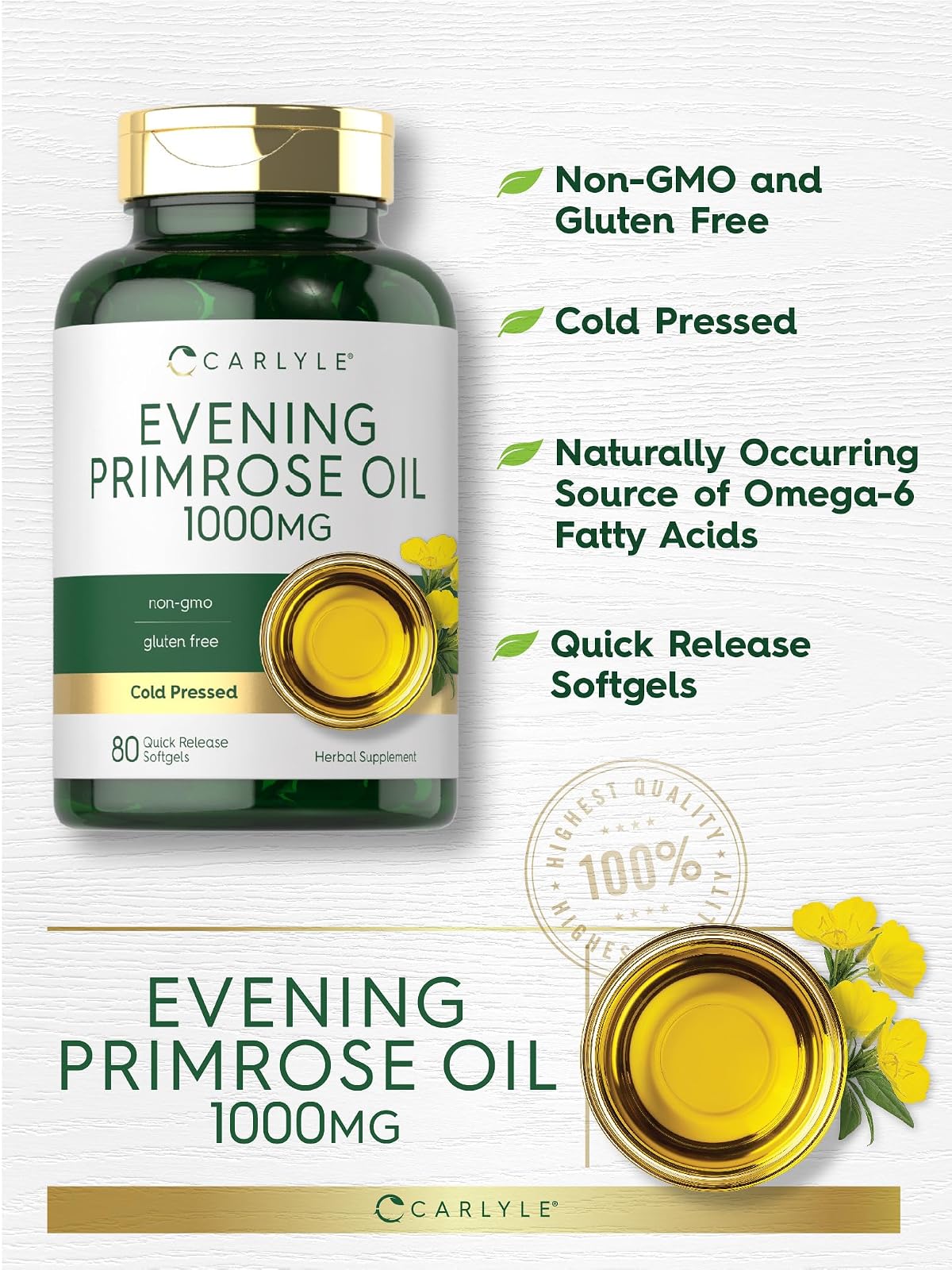 Natural evening primrose oil supplement