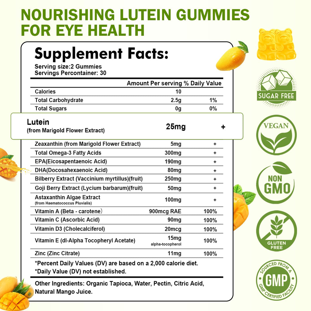 Natural eye care gummies for adults