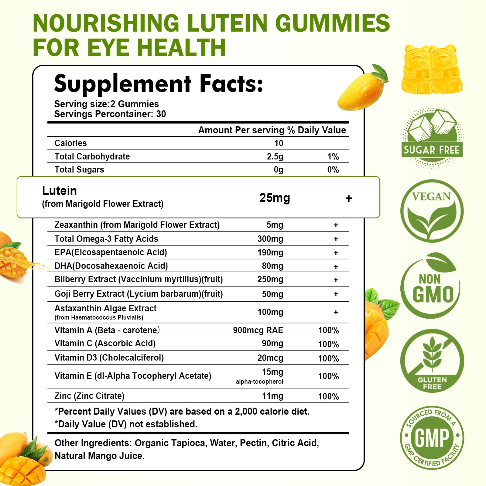 Natural eye care gummies for adults