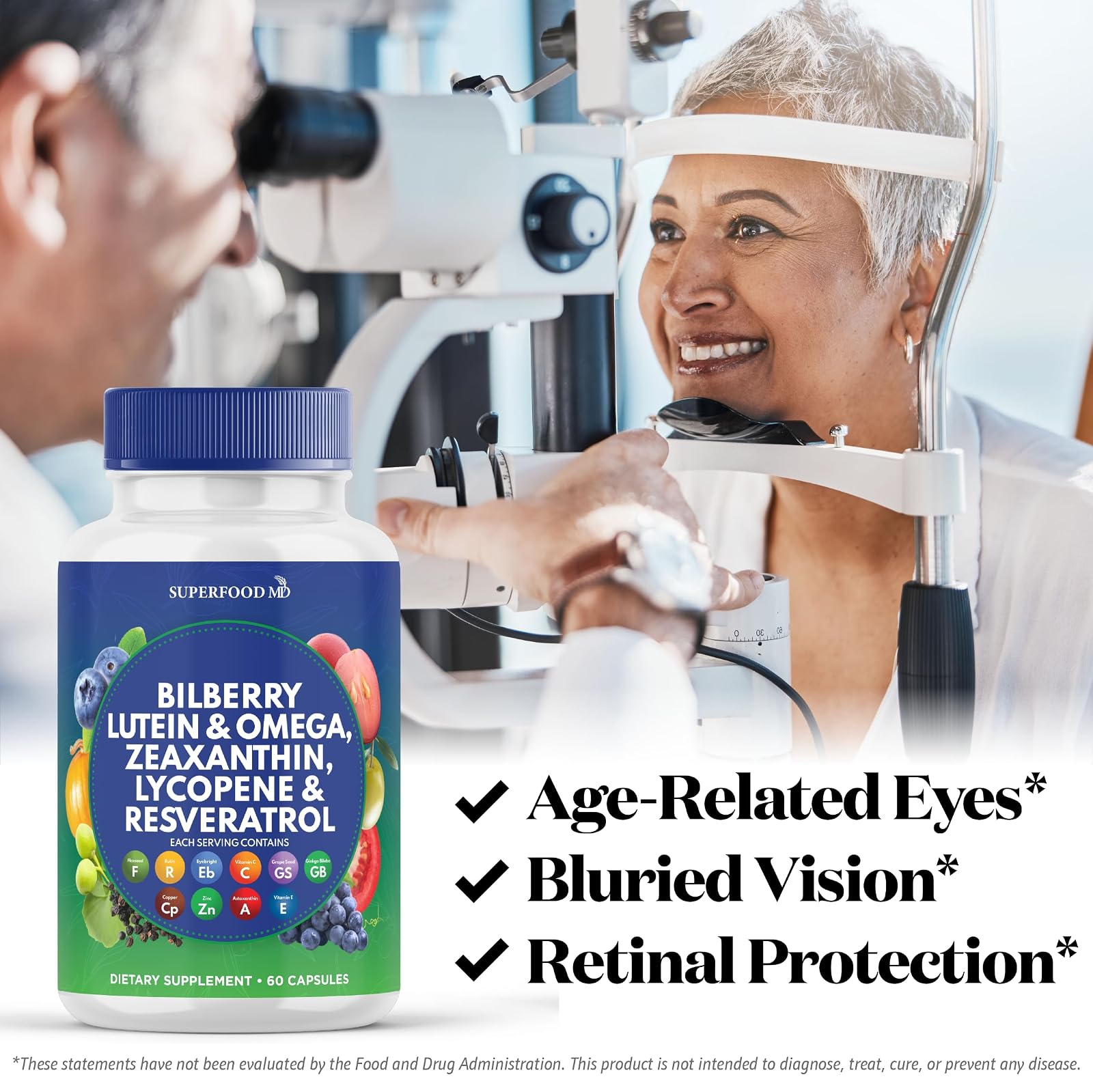 Natural eye health vitamins with antioxidants