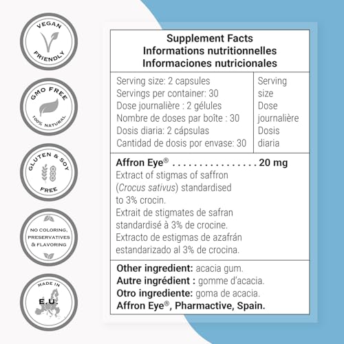 Natural eye support with saffron extract