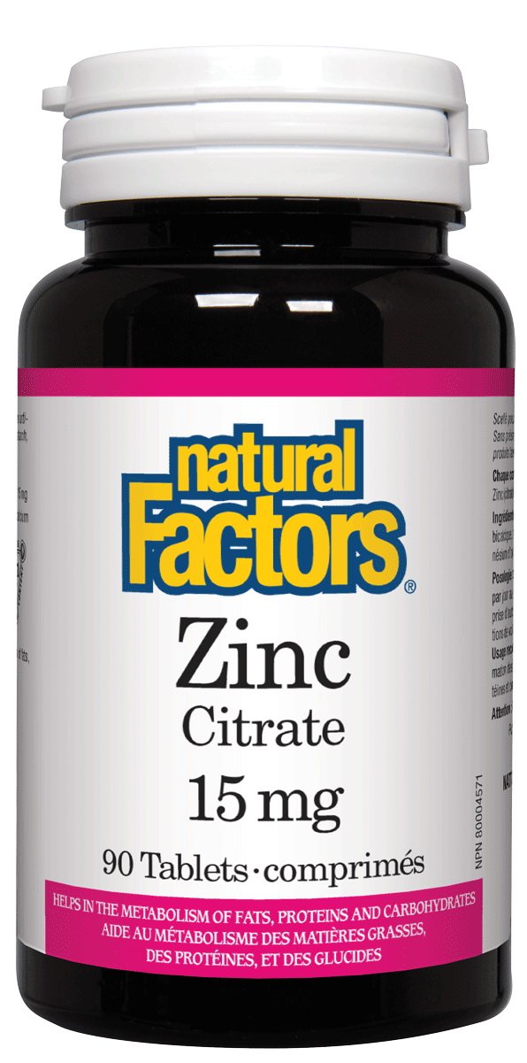 Natural Factors Zinc Citrate tablets for immune support