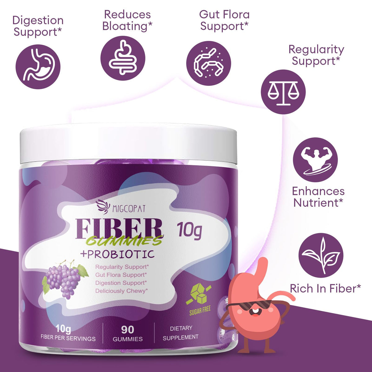 Natural fiber gummies for gut support