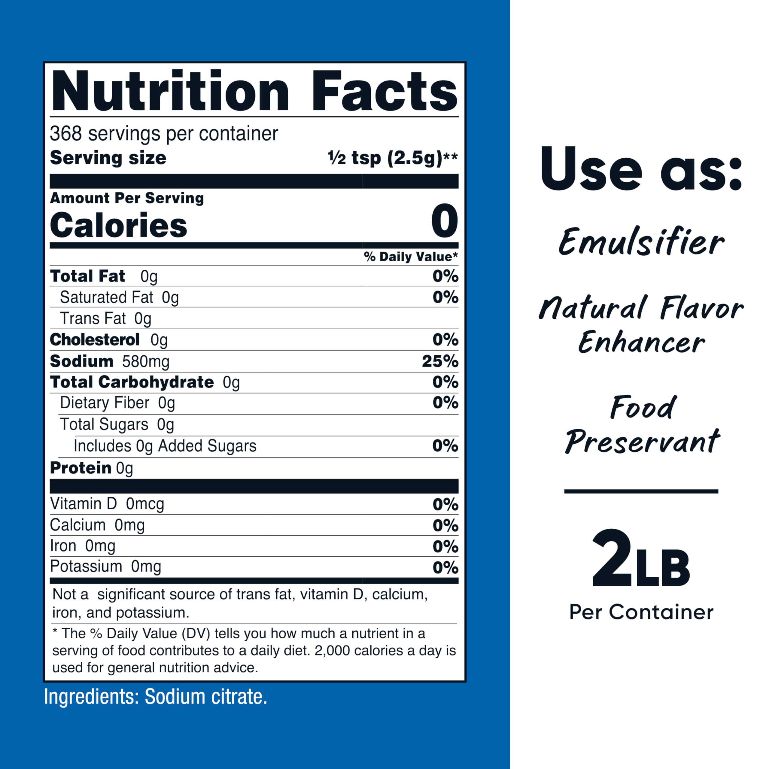 Natural flavor enhancer sodium citrate
