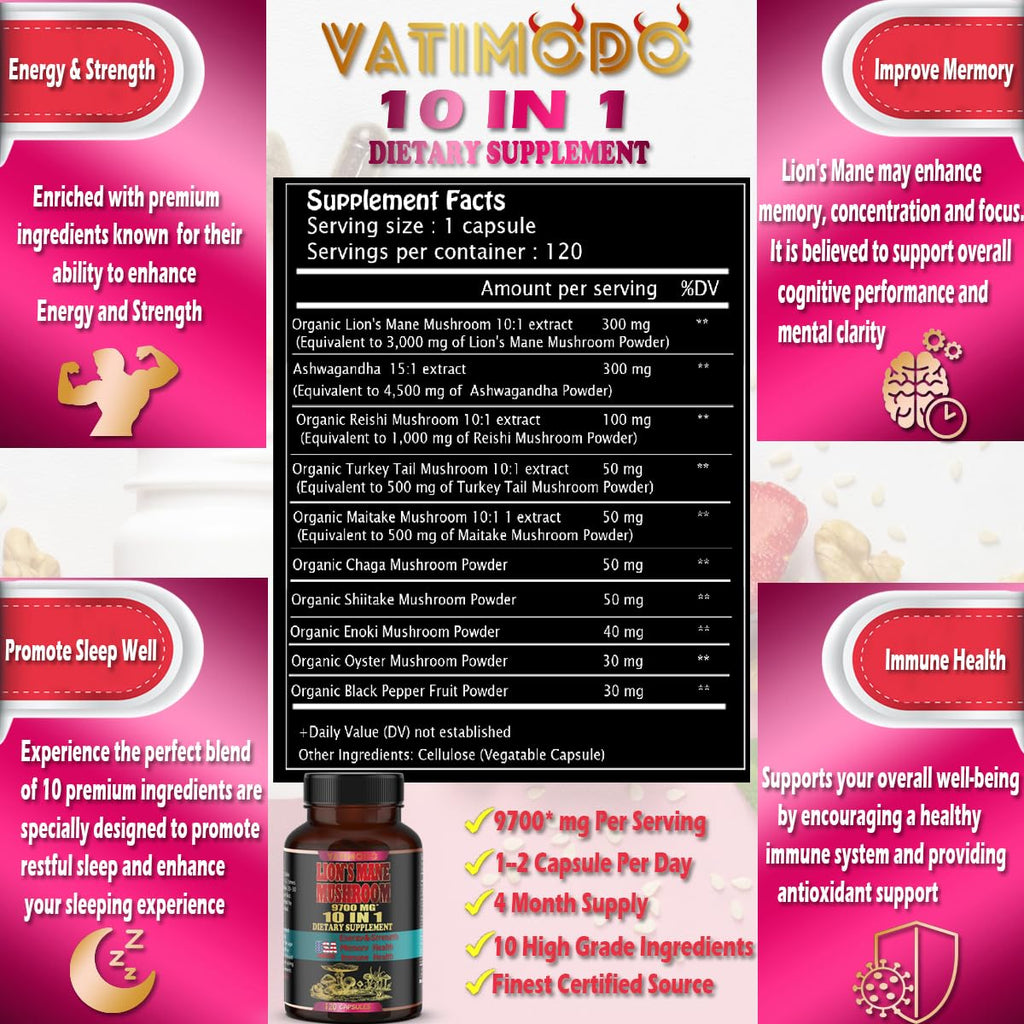 Natural focus booster with mushrooms