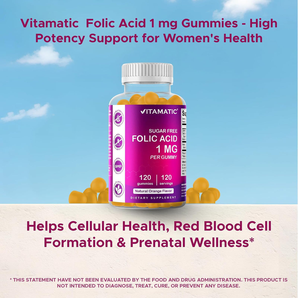 Natural folate gummies for overall wellness