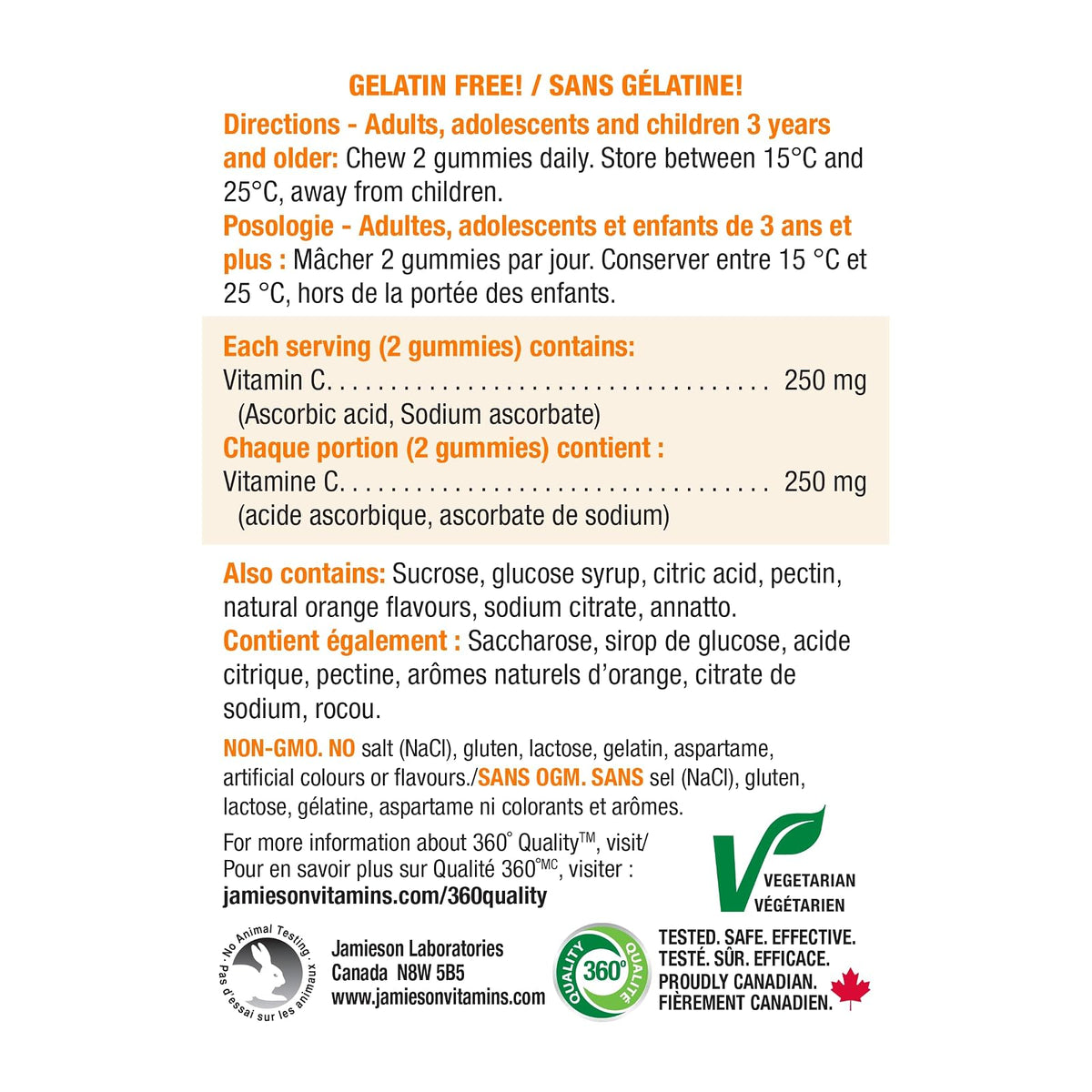 Natural fruit-flavoured vitamin C gummies