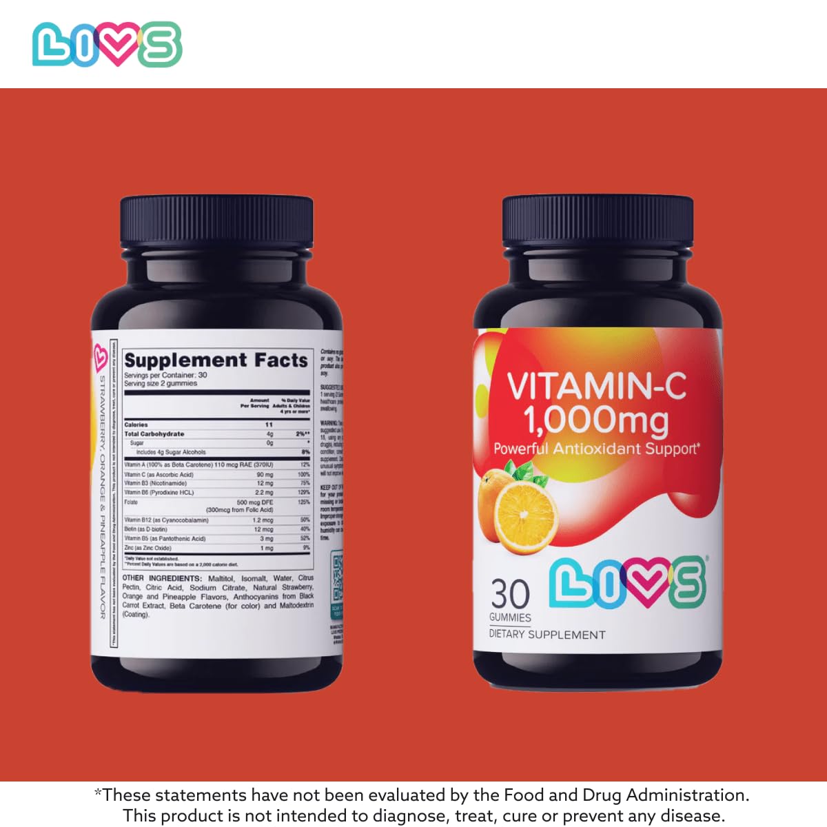 Natural fruit-flavoured Vitamin C gummies