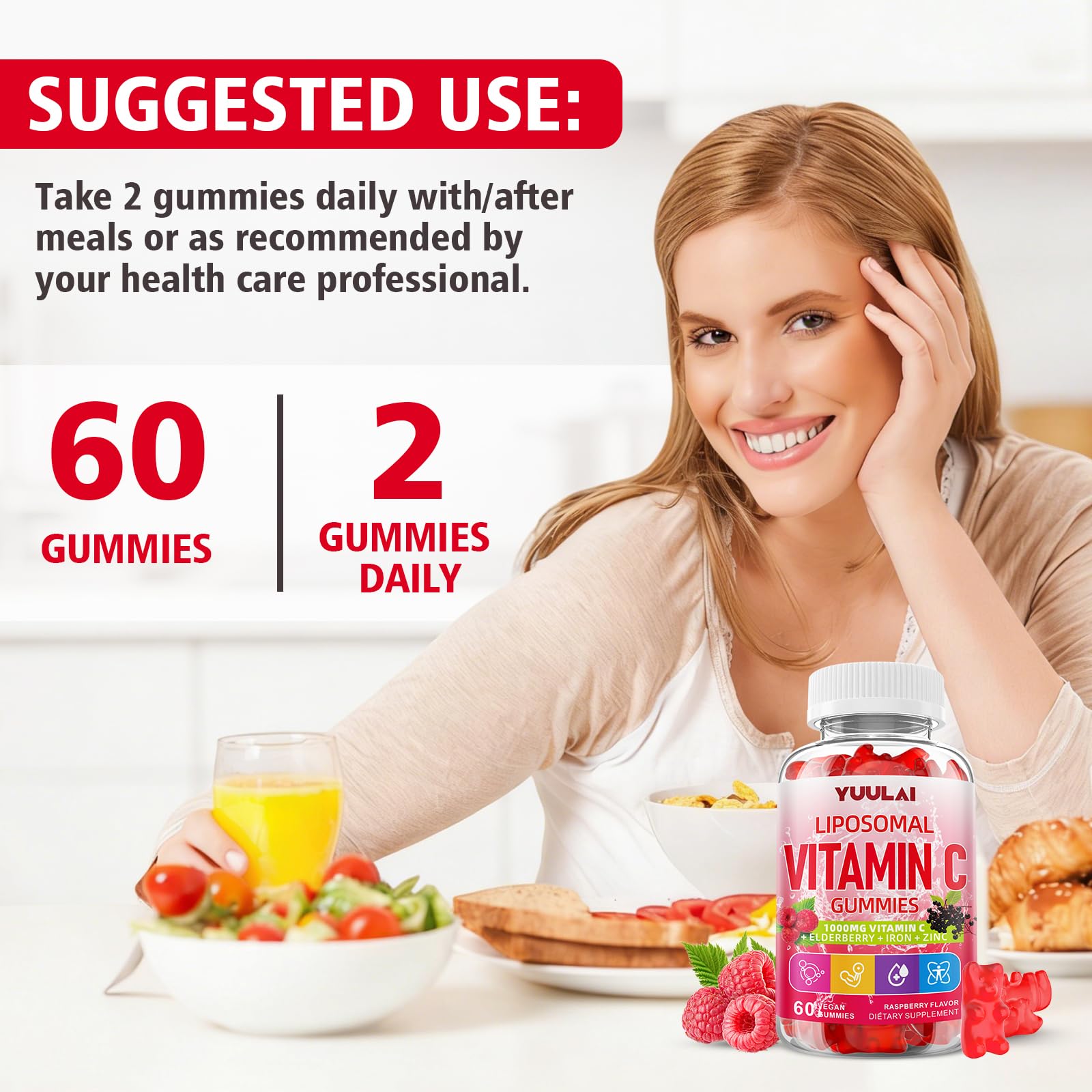 Natural fruit-flavoured Vitamin C gummies