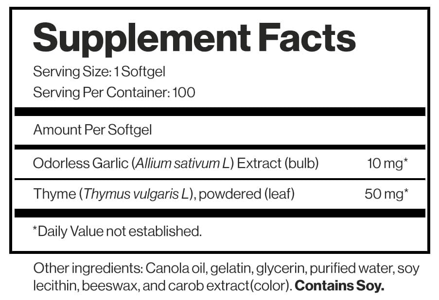 natural garlic and thyme supplement