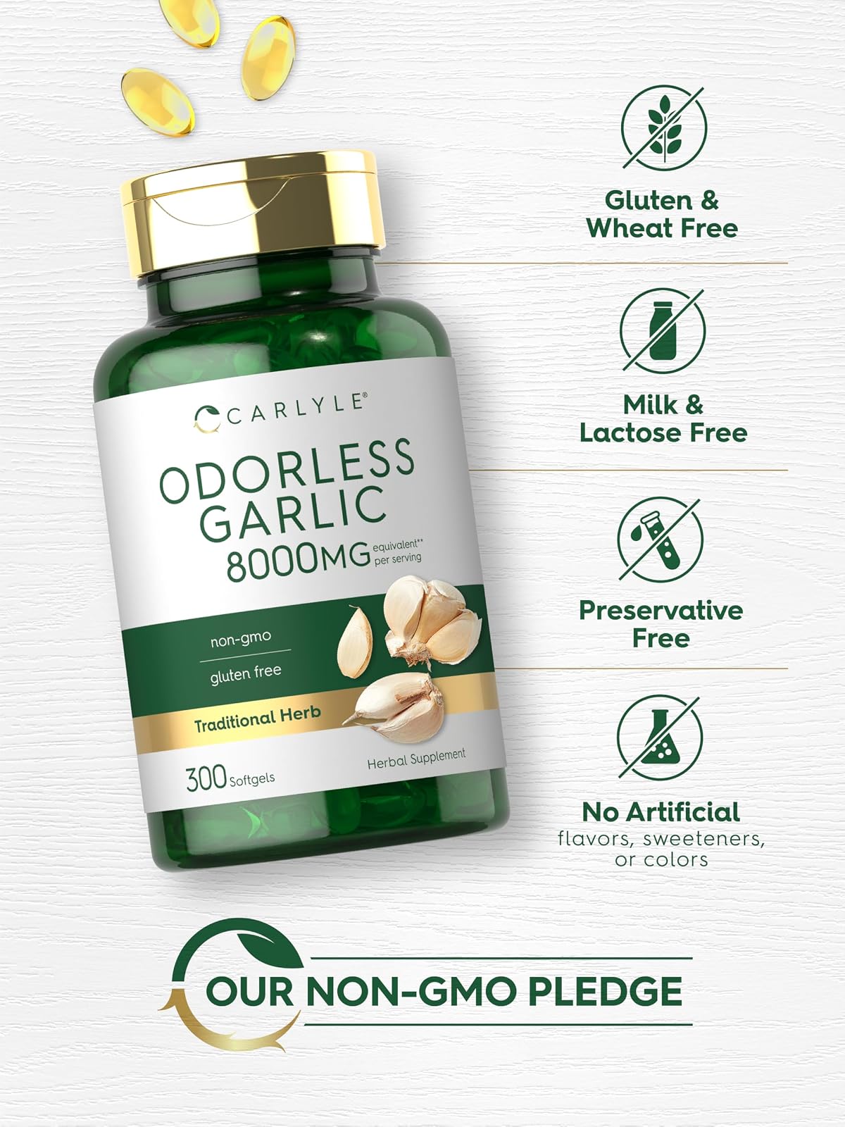 Natural garlic softgels for digestion
