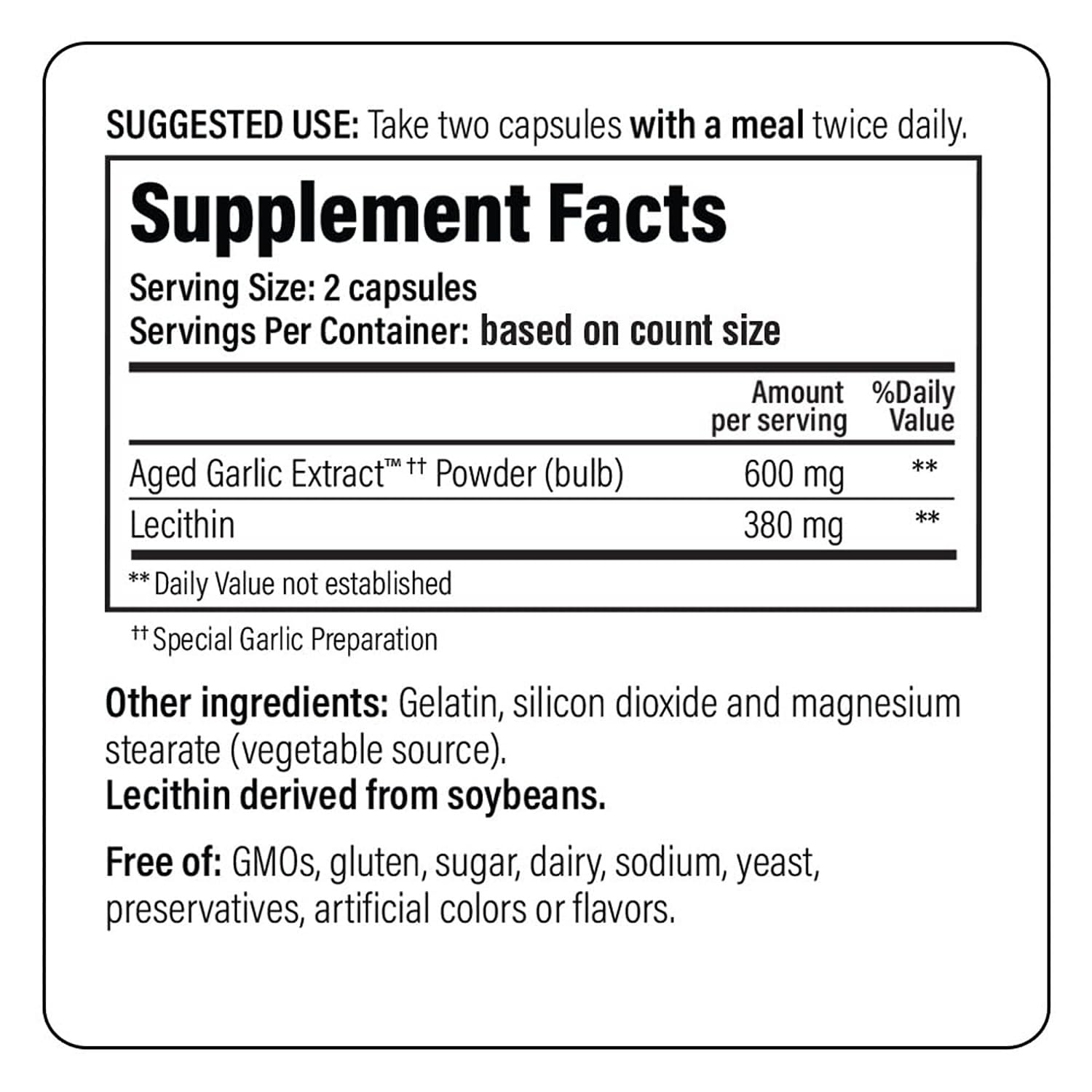 Natural garlic supplement for wellness