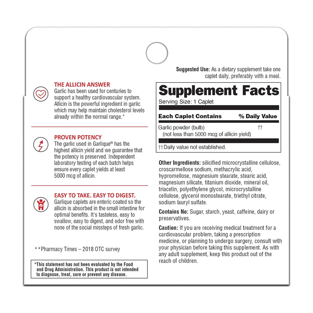 Natural garlic tablets for cardiovascular support