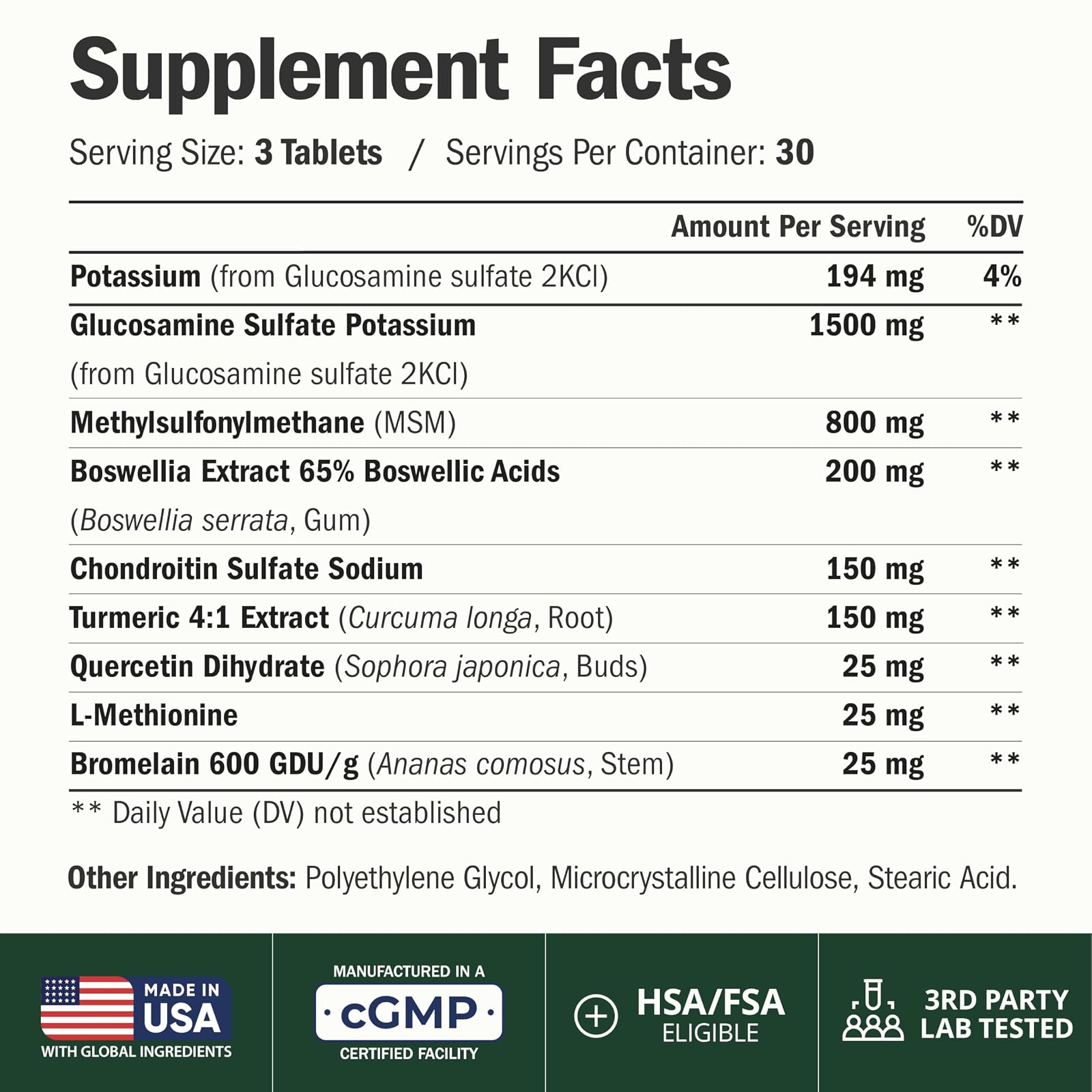 natural glucosamine chondroitin tablets