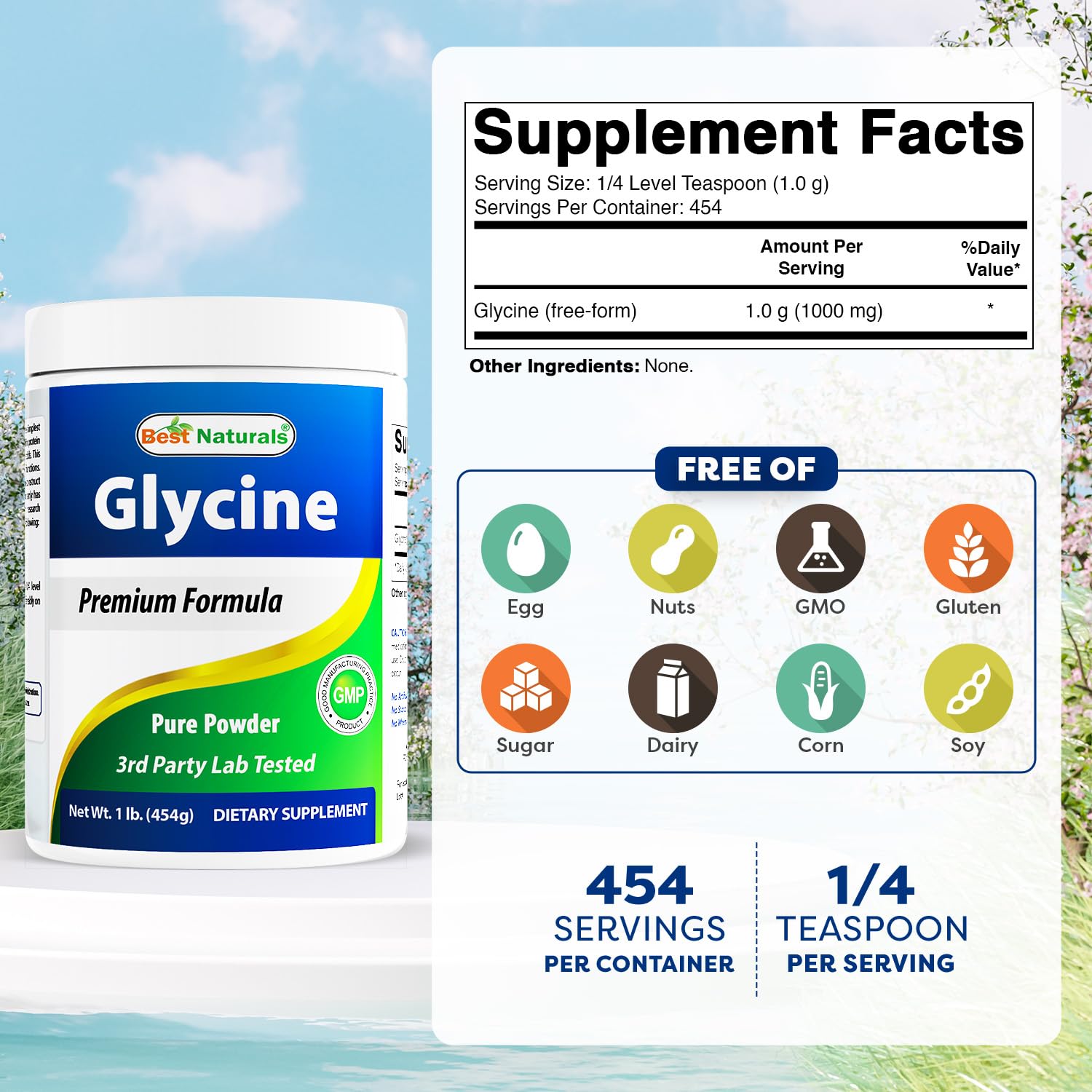 Natural glycine for neurotransmitter health
