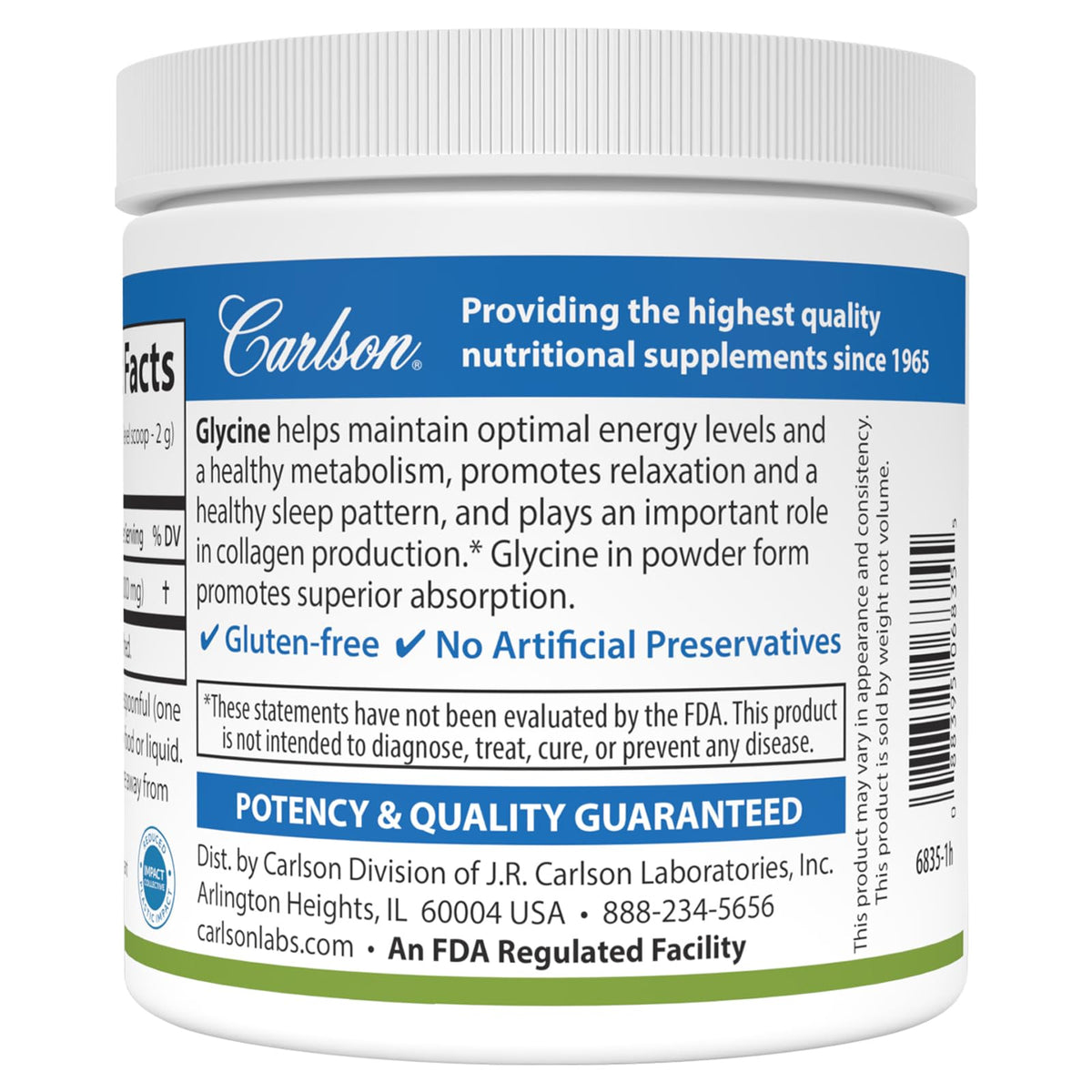 Natural glycine powder for muscle recovery