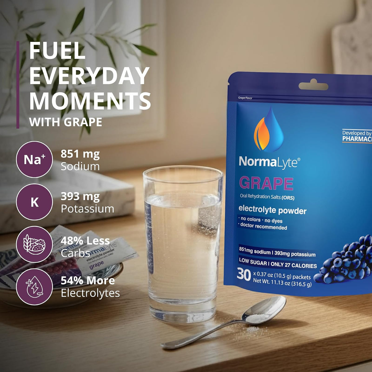 natural grape flavour electrolyte drink mix