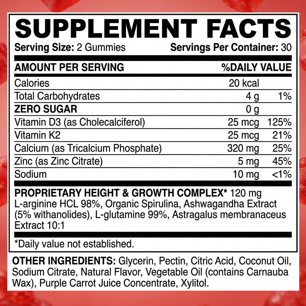 Natural growth support multivitamins