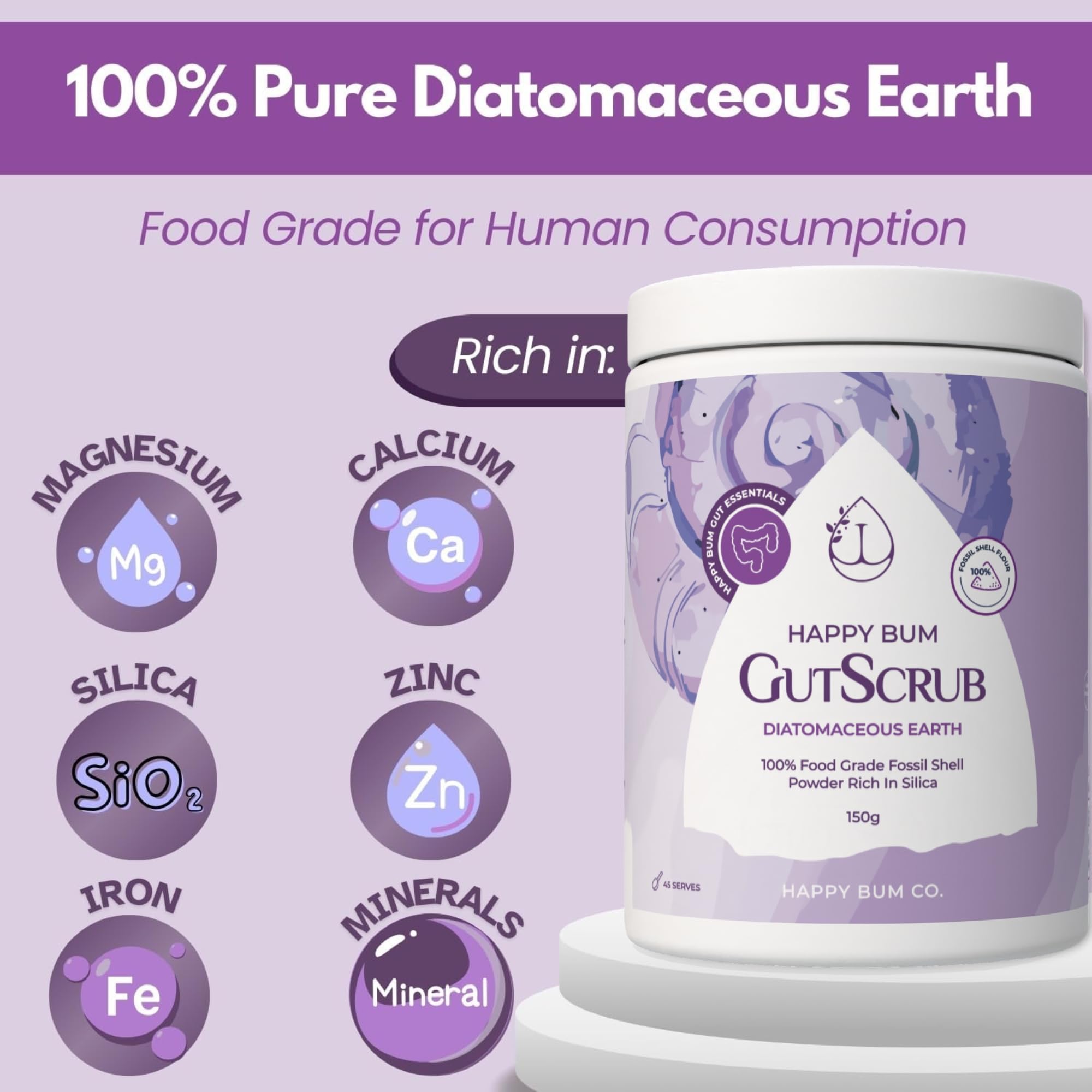 Natural gut scrub with diatomaceous earth