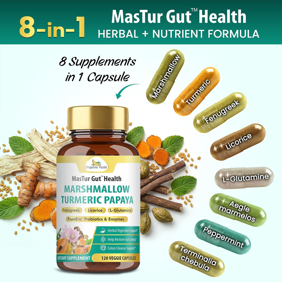 Natural gut support with turmeric