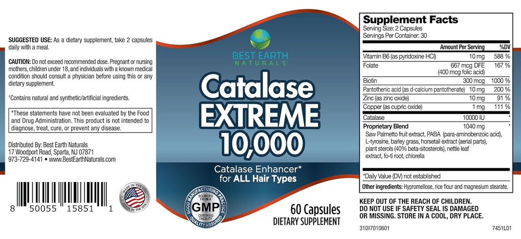 Natural hair health support with catalase