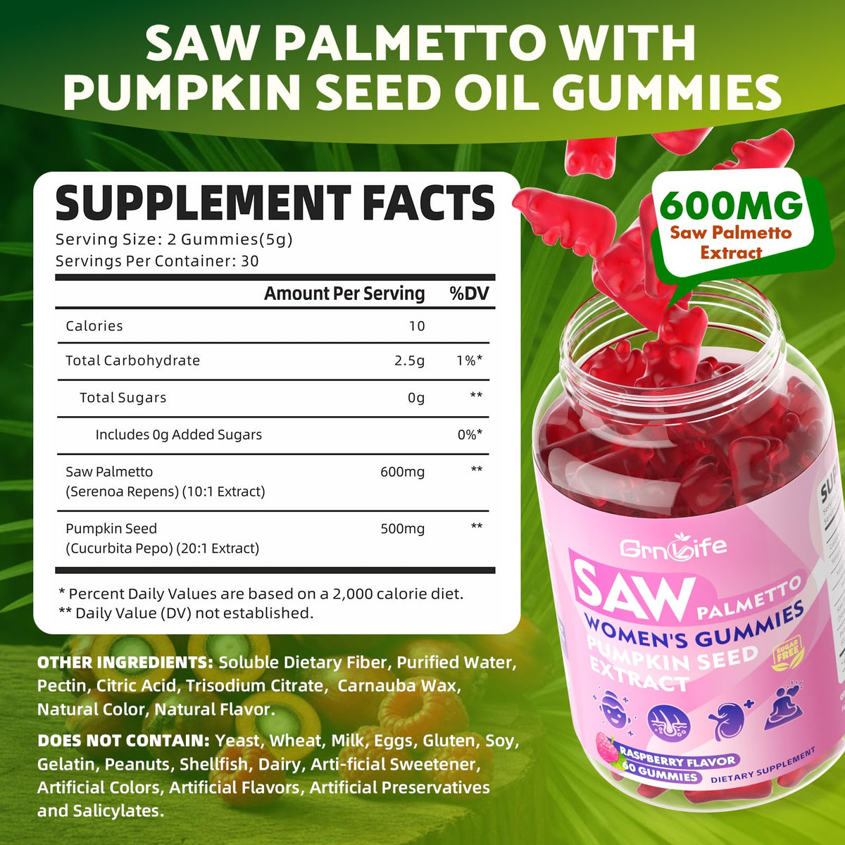 Natural hair support saw palmetto