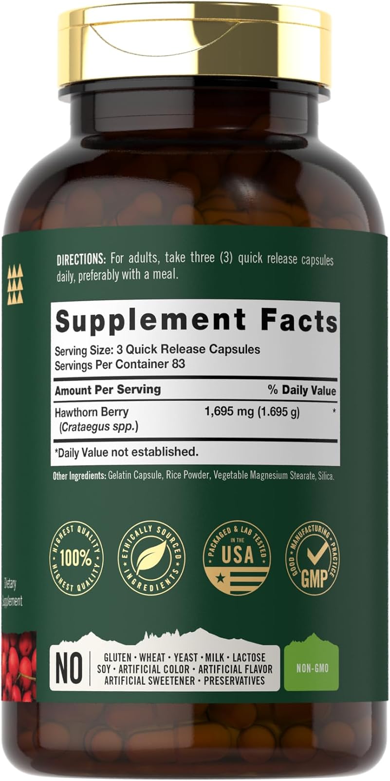 Natural hawthorn supplement for vitality