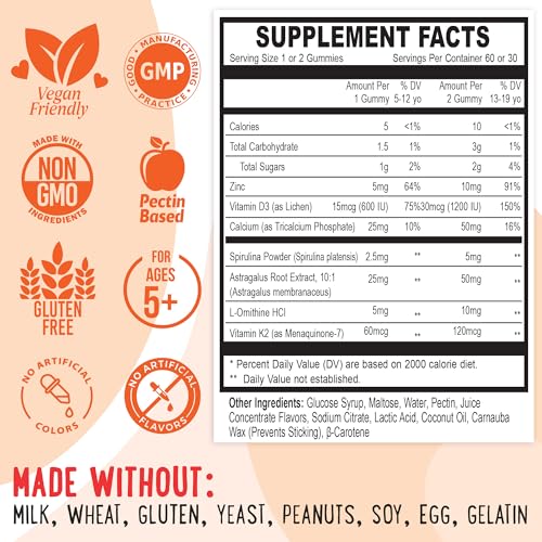 Natural height growth gummies for children