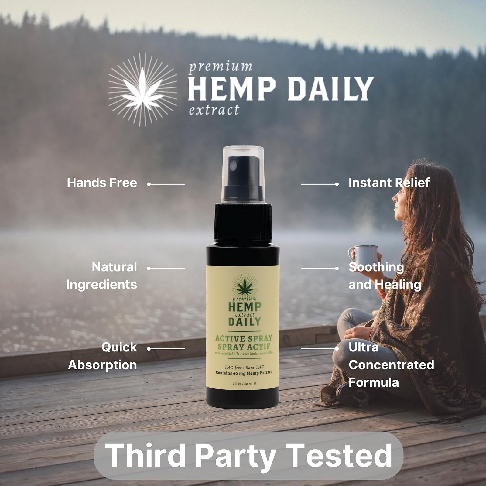 Natural hemp spray for vitality