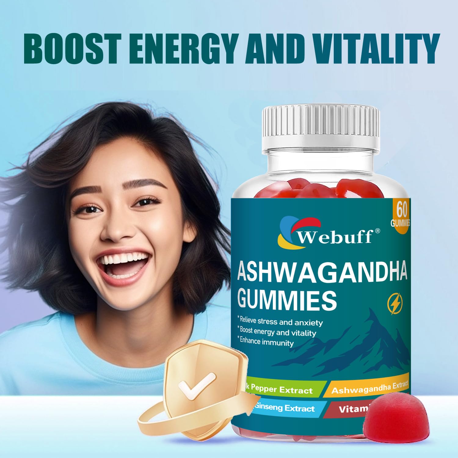 Natural herbal Ashwagandha gummies for relaxation