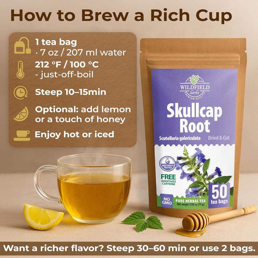 natural herbal detox tea with skullcap