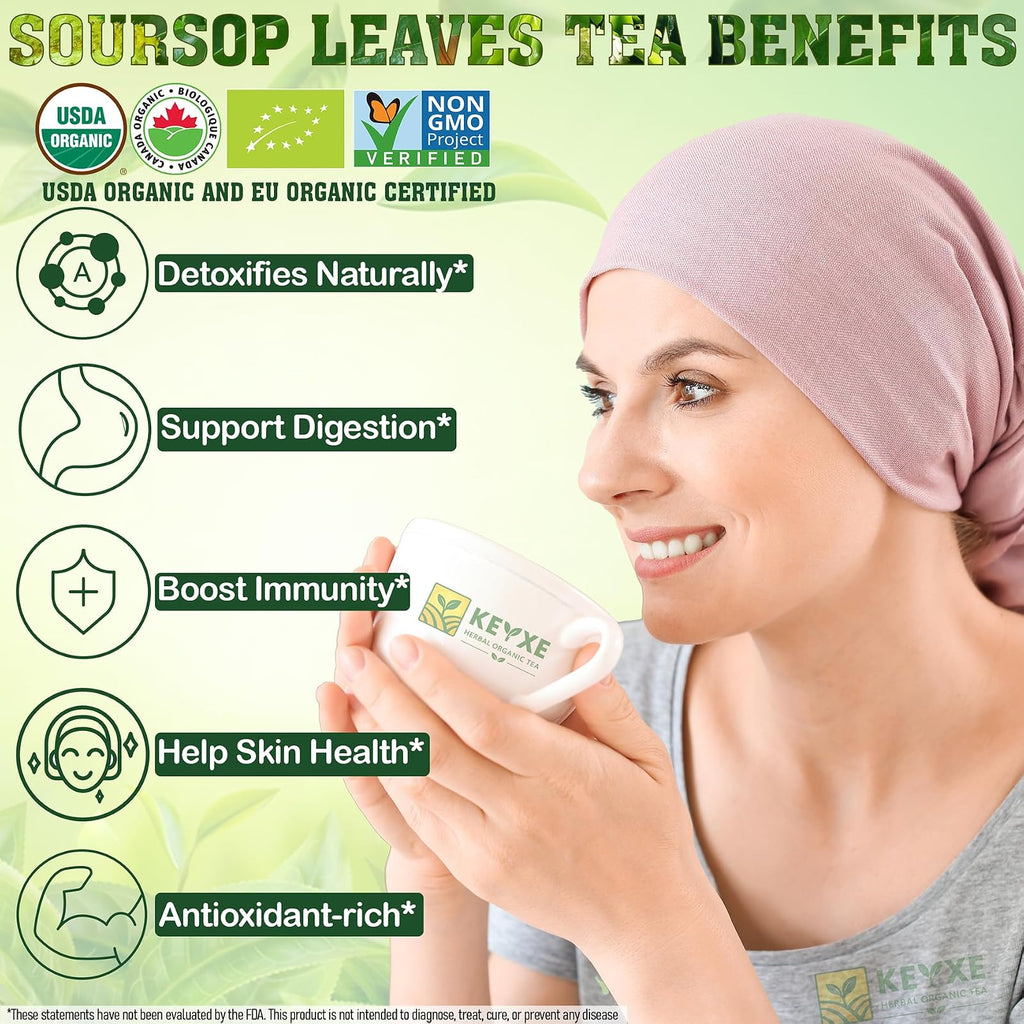 Natural herbal detox tea with soursop