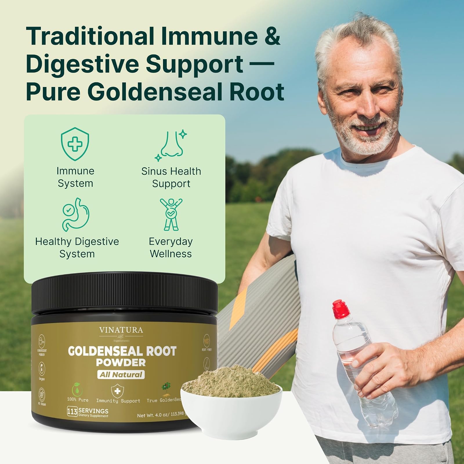 Natural herbal remedy goldenseal powder