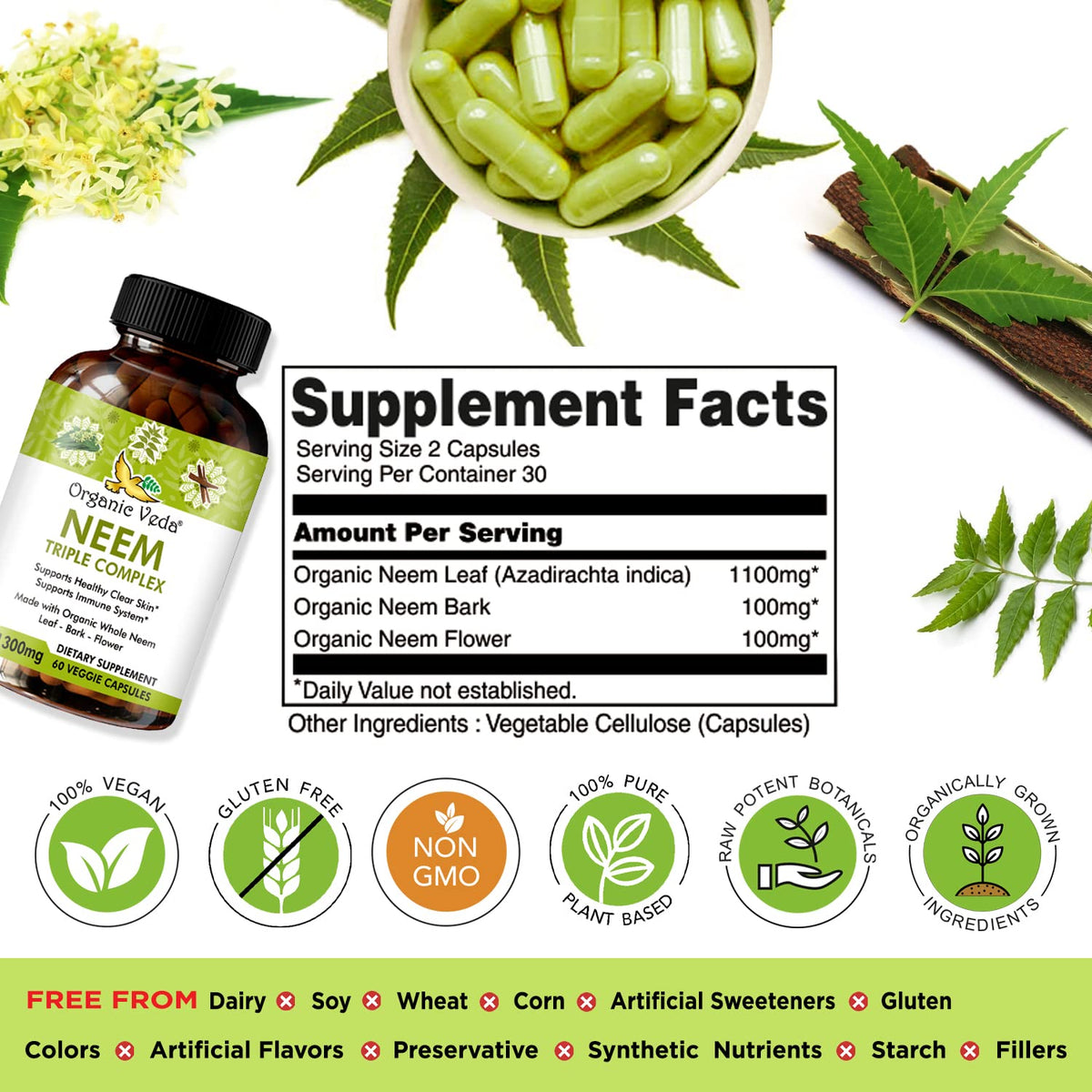 Natural herbal remedy Neem capsules