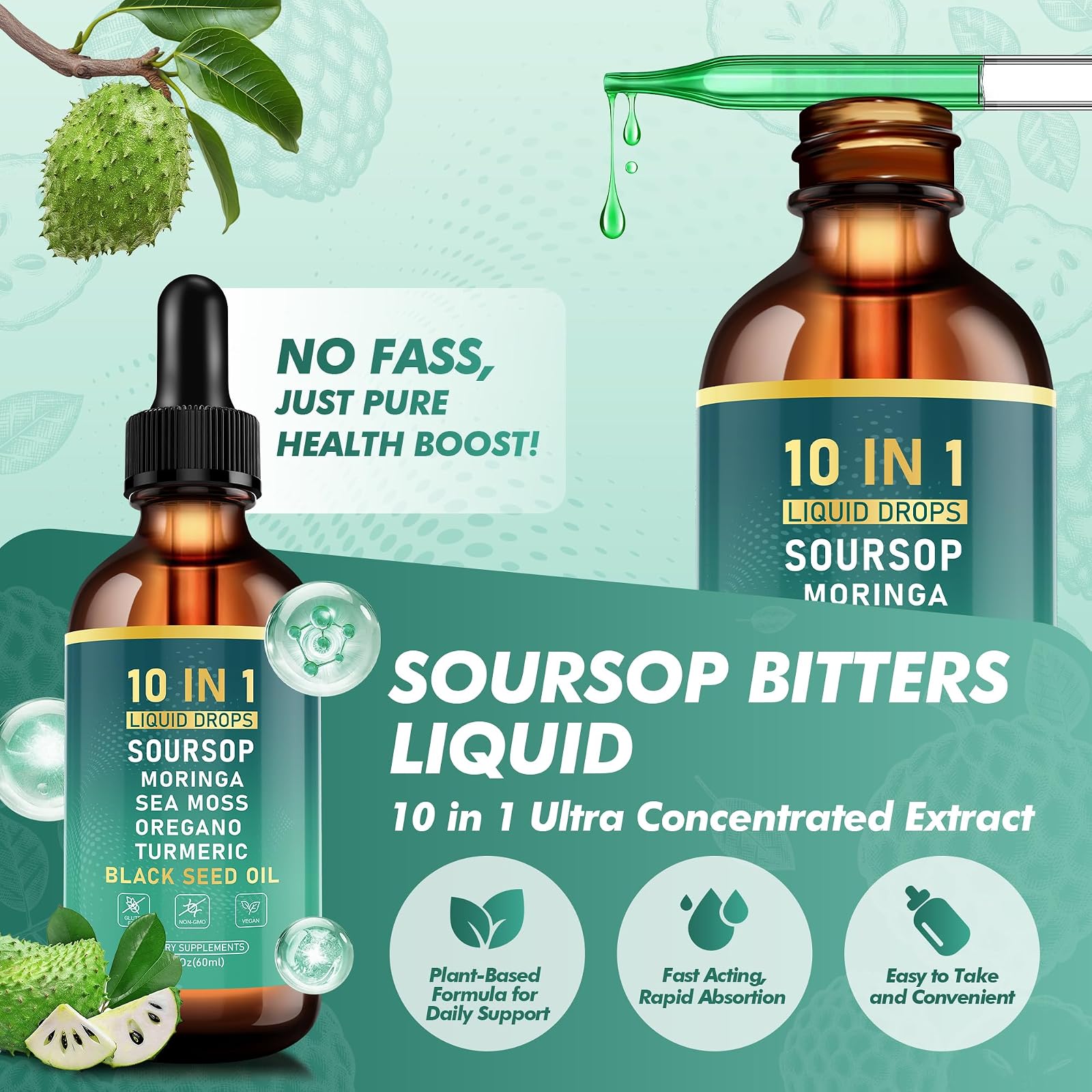 Natural herbal soursop bitters drops
