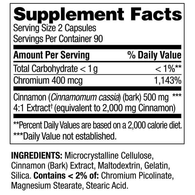 Natural herbal supplement with cinnamon