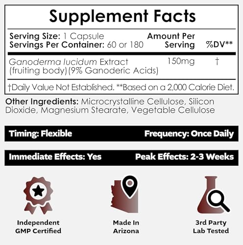 Natural herbal supplements with Reishi mushrooms