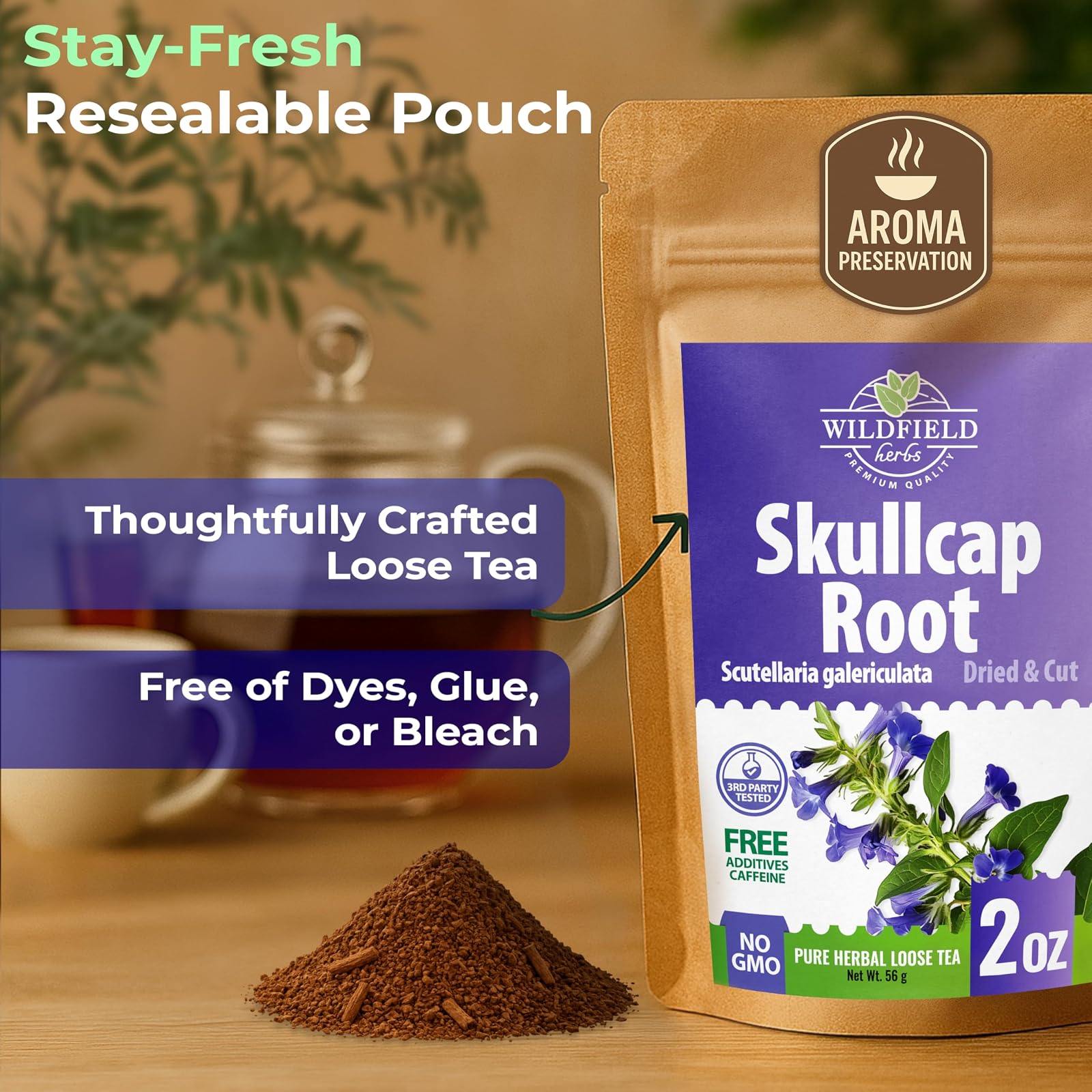 Natural herbal tea for stress relief