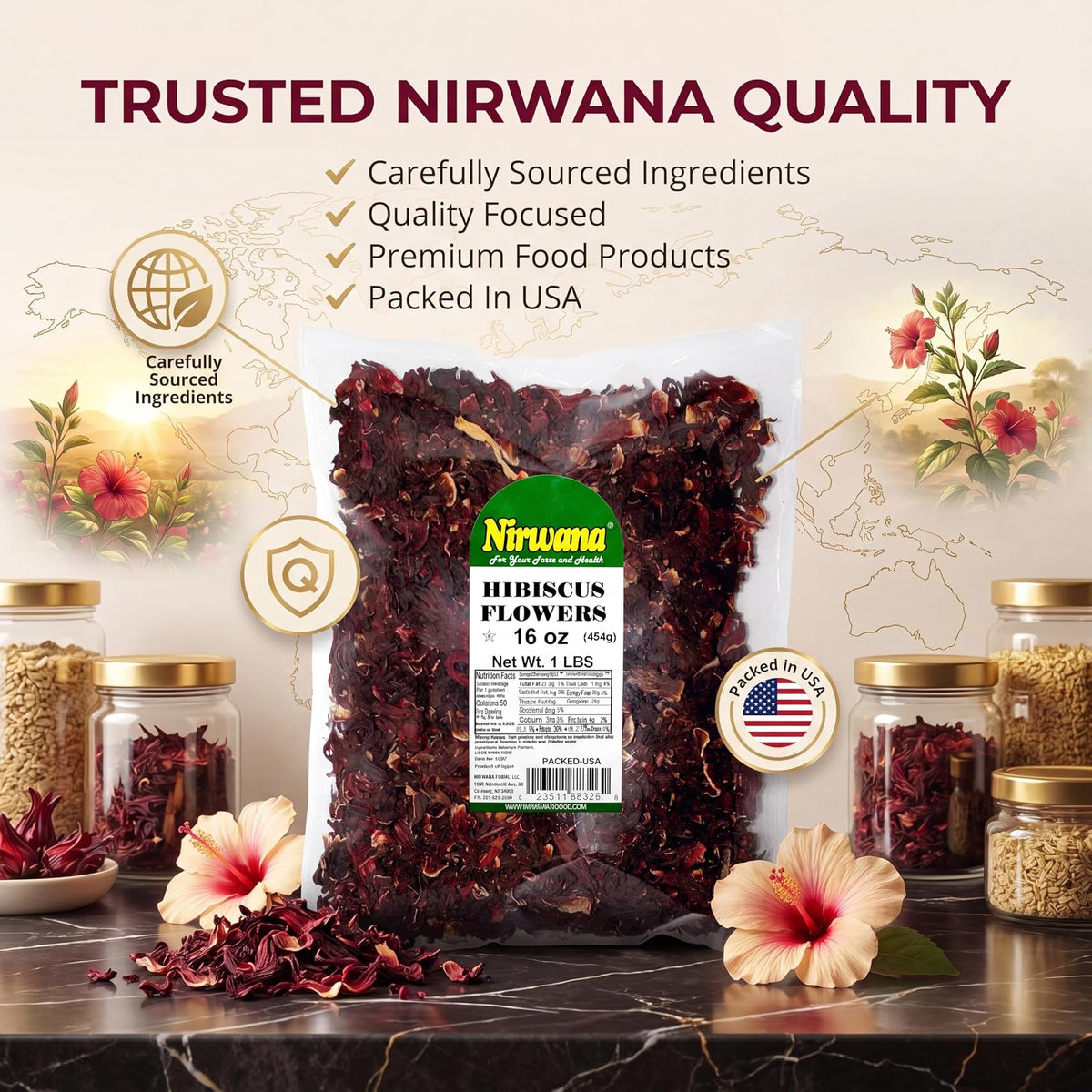 natural hibiscus flowers for herbal infusions