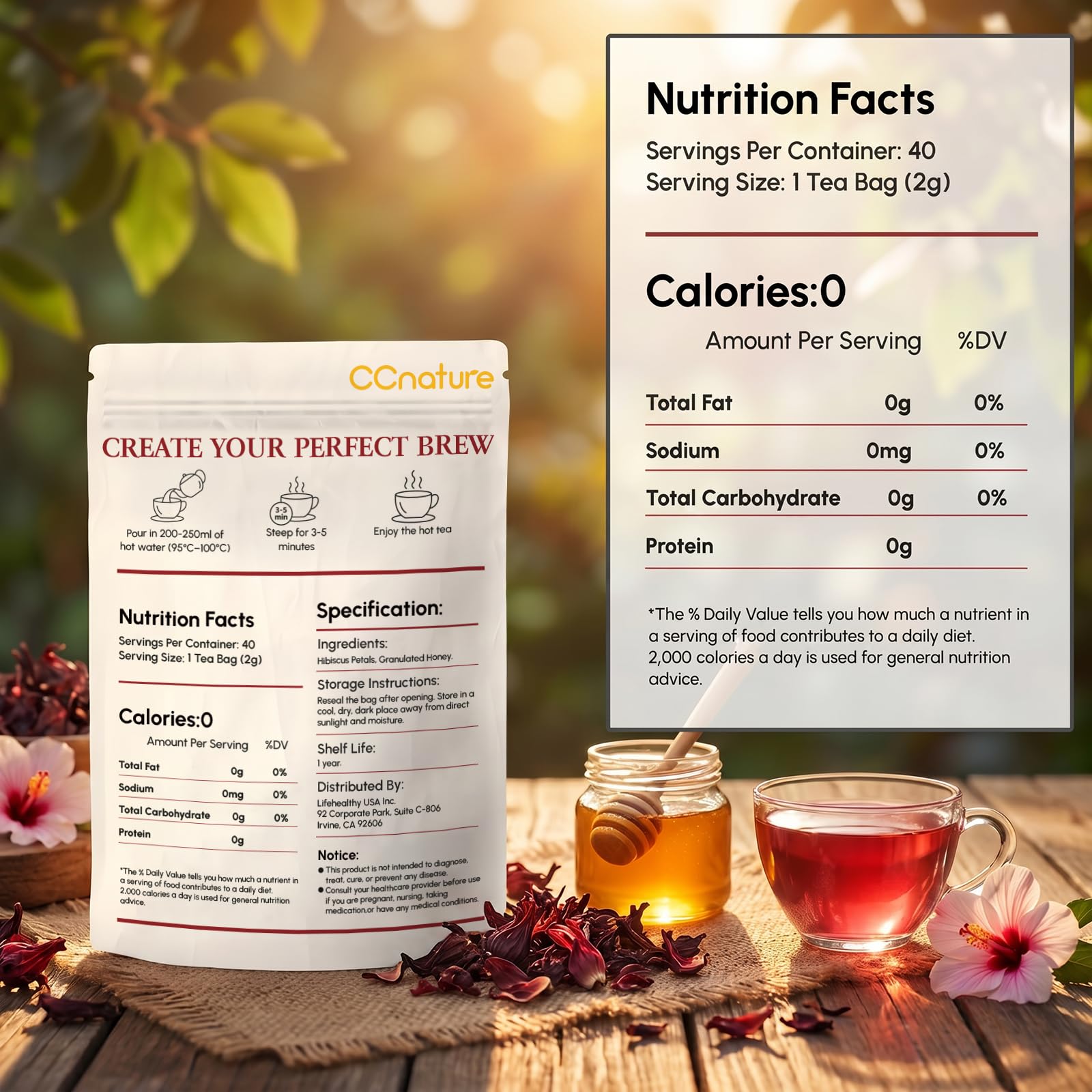natural honey infused herbal tea